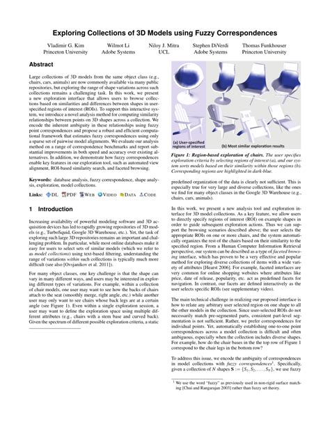 pdf exploring collections of 3d models using fuzzy correspondences
