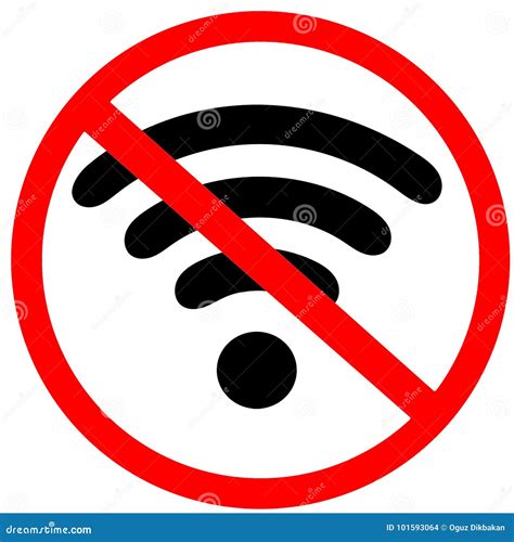 No Wifi Connection Wireless Internet Sign Red Prohibition Warning Road Sign On White