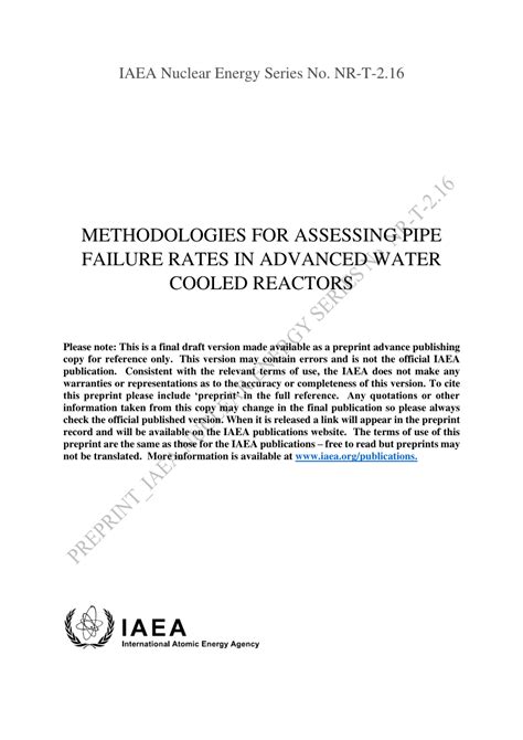 PDF METHODOLOGIES FOR ASSESSING PIPE FAILURE RATES IN ADVANCED WATER COOLED REACTORS