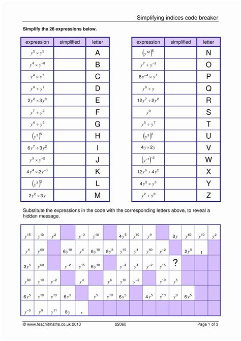 Tutorial 30 Professionally Cracking The Code Math Worksheets Simple Template Design
