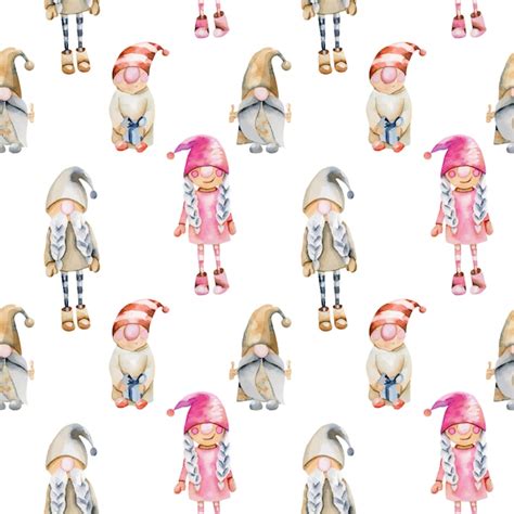 Premium Vector Seamless Pattern Of Watercolor Scandinavian Trolls