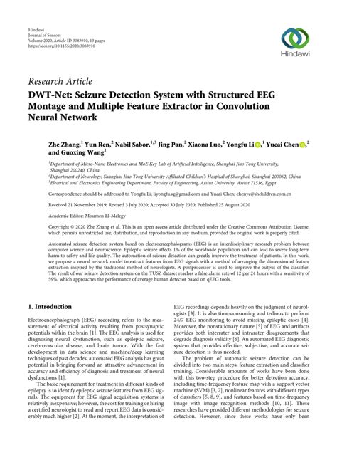 PDF DWT Net Seizure Detection System With Structured EEG Montage And Multiple Feature