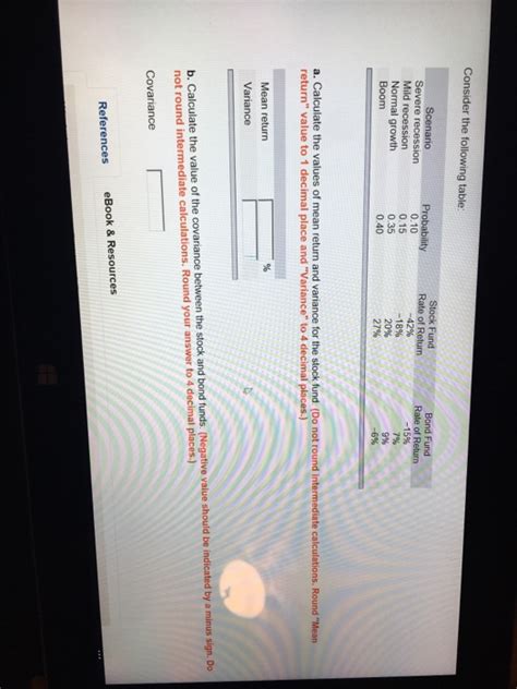 Solved Consider The Following Table Calculate The Values