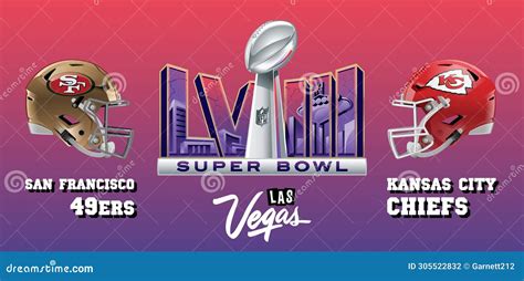 Super Bowl Lviii Logo And Helmets Of The Finalist Teams San Francisco