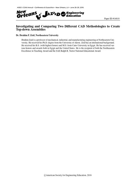 Investigating And Comparing Two Different Cad Methodologies To Create
