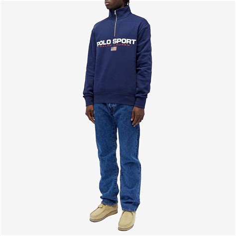 Polo Ralph Lauren Polo Sport Quarter Zip Sweat Cruise Navy And White