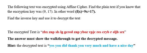 Solved The Text With Red Color Was Encrypted Using Affine