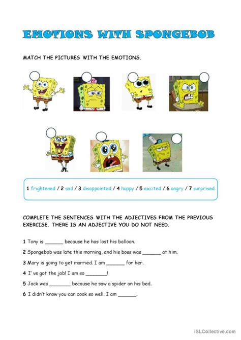 Emotions Emotions With Spongebob P… English Esl Worksheets Pdf And Doc
