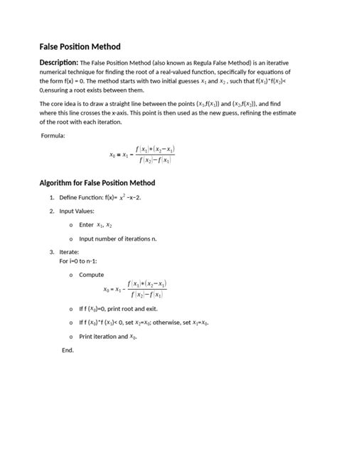 2false Position Method Pdf