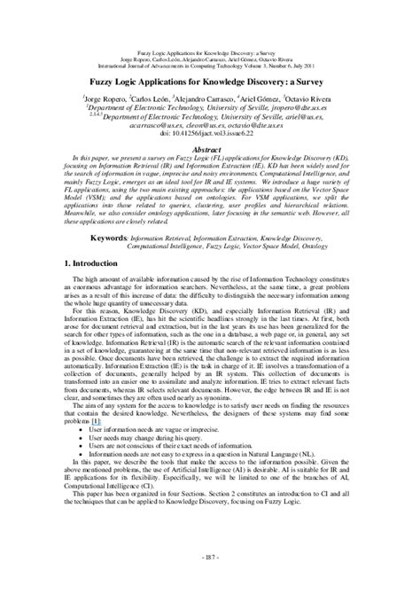 Pdf Fuzzy Logic Applications For Knowledge Discovery A Survey Octavio Rivera