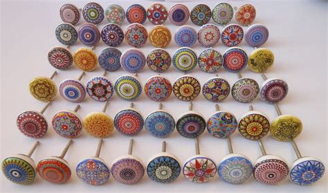 50 Assorted Flat Ceramic Knobs Multicolor Ceramic Door Knobs Kitchen Cabinet Drawer Pulls