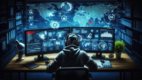 Data Analyst In Hightech Environment Stock Illustration Illustration