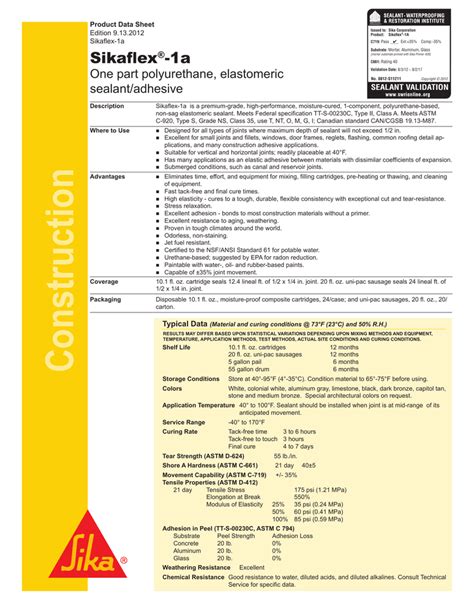 Sika Sealant Coverage Chart A Visual Reference Of Charts Chart Master