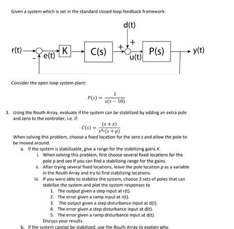Solved Given A System Which Is Set In The Standard Closed Chegg