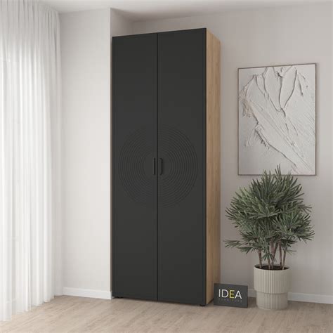 Шафа для одягу з полицями С 9 3 Дуб крафт Чорний Idea купить онлайн на Rozetka