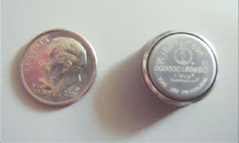 Self Contained Ibutton Temperature Logger Dime Is Included For Size