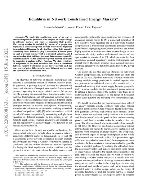 Pdf Equilibria In Network Constrained Energy Markets