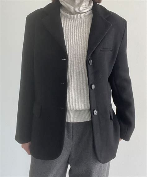 기본 데일리 싱글 울 자켓 에이블리