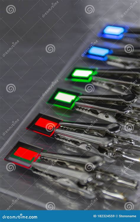 Small Rgb Oled Displays Is Lighting On A Probe Station Lighting Display Technology Stock Image