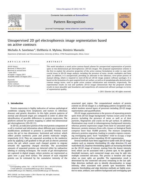 pdf unsupervised 2d gel electrophoresis image segmentation based on