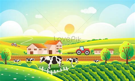 농촌 회춘 농촌 야외 녹색 농장 농업 일러스트 무료 다운로드 Lovepik