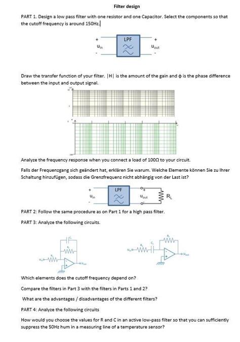 Solved Filter Design PART Design A Low Pass Filter With Chegg