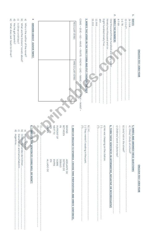 Anual Test Elementary Level Esl Worksheet By Saraiaramayo