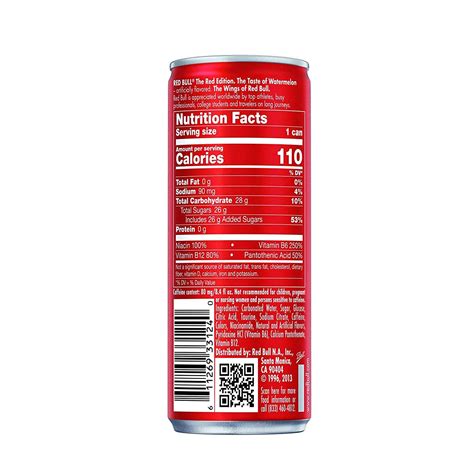 Datos Nutricionales De Red Bull