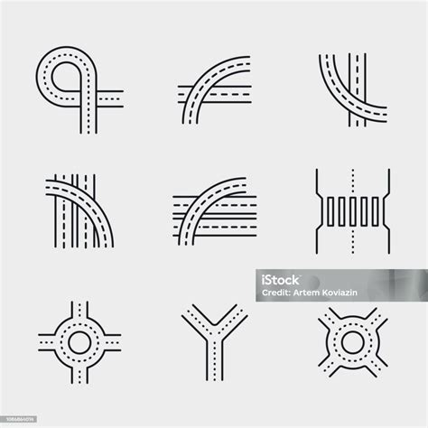 도 육교 사거리도 최소한의 플랫 라인 원 단색 스트로크 아이콘 그림 기호 집합된 컬렉션 거리에 대한 스톡 벡터 아트 및 기타 이미지 거리 0명 건축 Istock