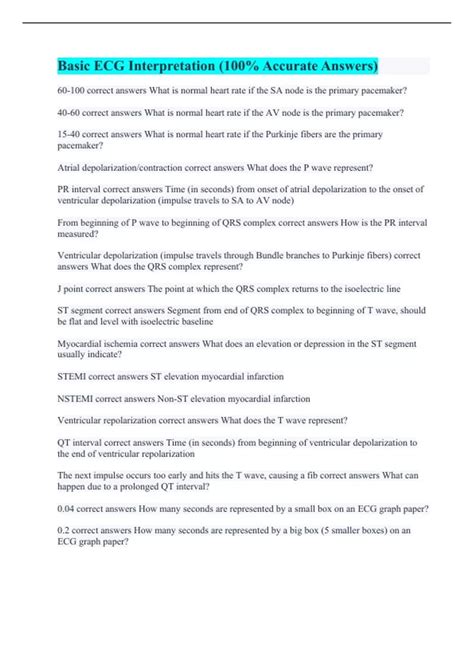 Basic Ecg Interpretation 100 Accurate Answers Basic Ecg Interpretation Stuvia Us