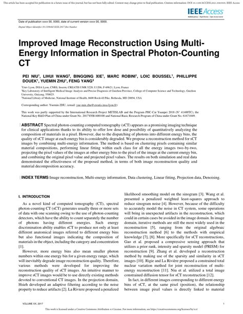 Pdf Improved Image Reconstruction Using Multi Energy Information In