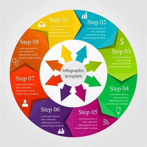 Infographic Circle Flowchart Template Stock Vector Illustration Of