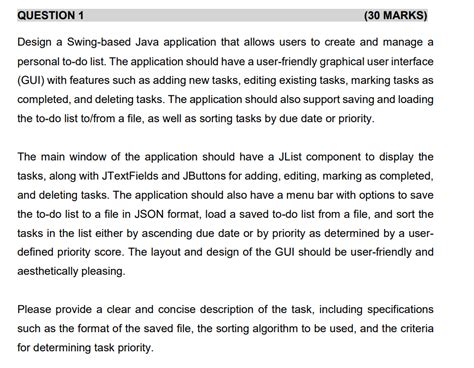 Solved Design A Swing Based Java Application That Allows