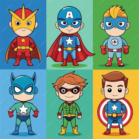 Adorable Superhero Cartoon Characters A Collection Of Iconic Designs