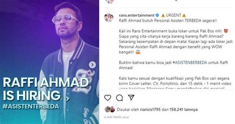 Raffi Ahmad Buka Lowongan Kerja Posisinya Personal Asisten Cek Syarat