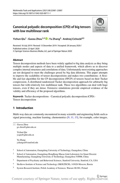 Canonical Polyadic Decomposition Cpd Of Big Tensors With Low Multilinear Rank Request Pdf
