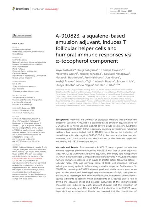 Pdf A 910823 A Squalene Based Emulsion Adjuvant Induces T