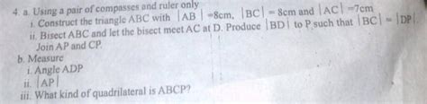 solved 4 a using a pair of compasses and ruler only i
