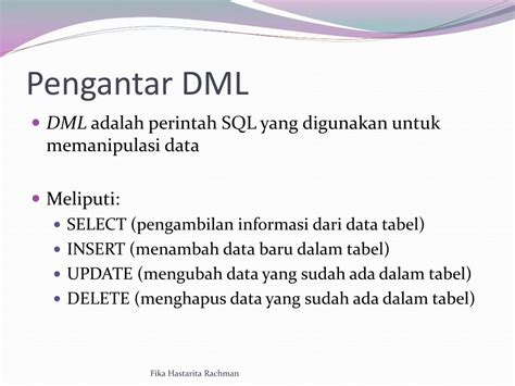 Ppt Data Manipulation Language Dml Powerpoint Presentation Free