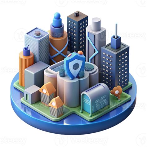 Vibrant Artistic Cityscape Security Protecting Urban Infrastructure 4k 56742509 Png