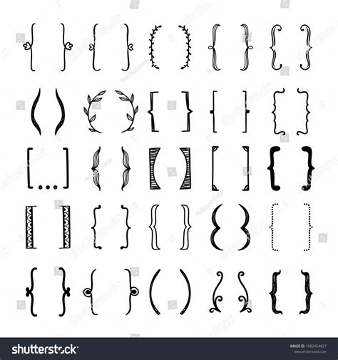 Brackets Collection Graphic Design Hand Sketched Stock Vector Royalty Free 1082454827