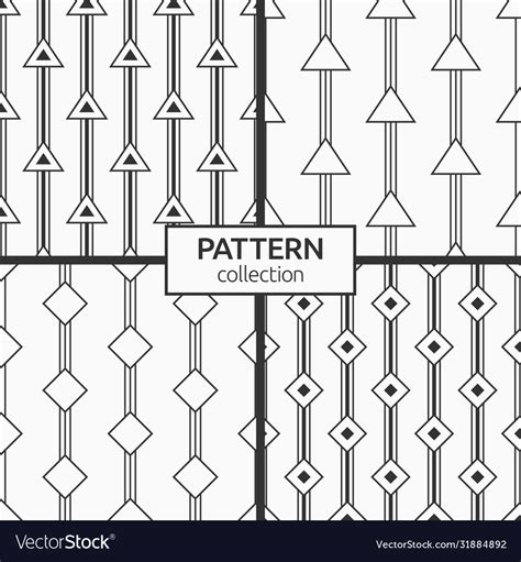 Set Four Abstract Geometric Seamless Patterns Vector Image