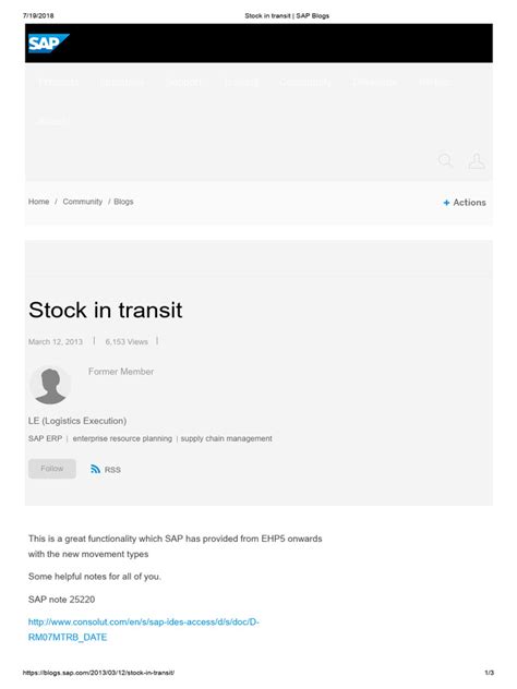 stock in transit sap blogs pdf logistics inventory