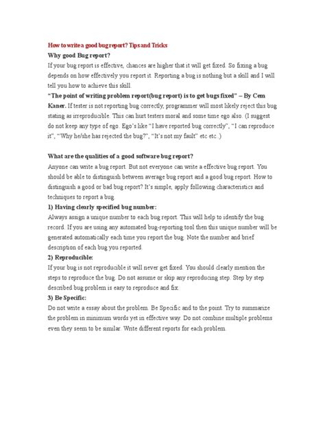 how to write an effective bug report tips tricks and a sample