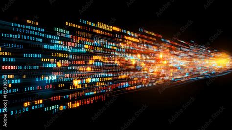 Data Stream A Vibrant High Speed Flow Of Digital Data Visualized As A