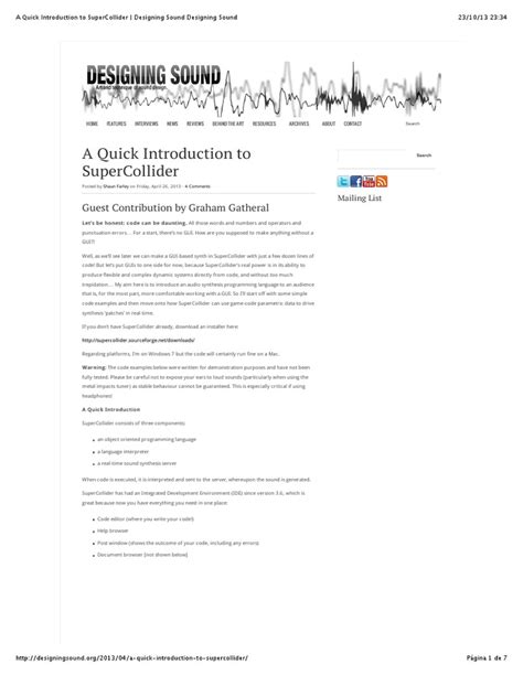 a quick introduction to supercollider designing sound designing sound