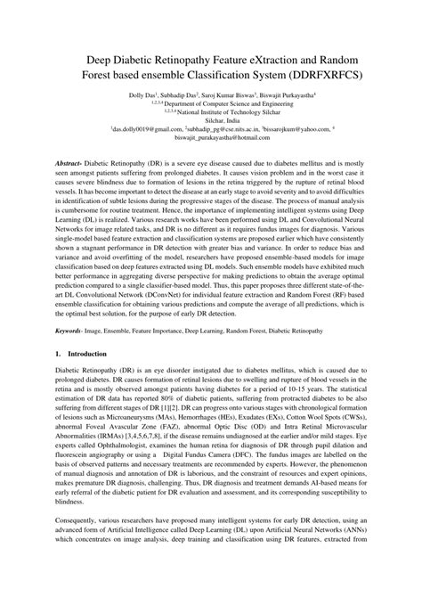 Pdf Deep Diabetic Retinopathy Feature Extraction And Random Forest