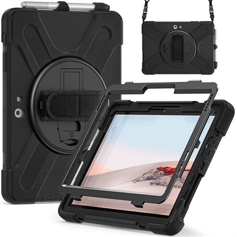 Microsoft Surface Go 4 3 2 Rugged Shockproof With Rotatable Kickstand Case Black Ga Tech