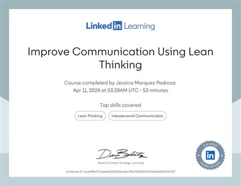 Just Finished The Course “improve Communication Using Lean Thinking” By Sam Yankelevitch