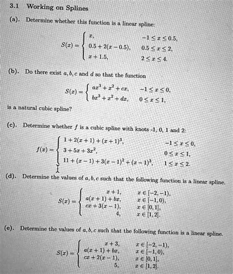 31working On Splines Adetermine Whether This Function Is A Linear Spline T Sx 052x 05 05x2 15 24